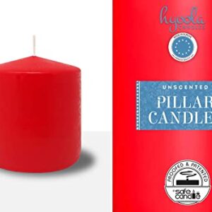 HYOOLA Red Pillar Candles 3x3 Inch - Unscented Pillar Candles - 6-Pack - European Made