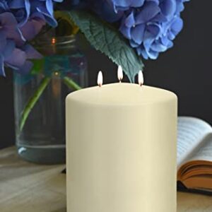 HYOOLA Ivory Three Wick Large Candle - 6 x 8 Inch - Unscented Big Pillar Candles - 188 Hour - European Made