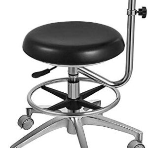 OUBO Brand Black Assistant Stool 360° Rotation Armrest Dental PU Leather Backrest Medical Office Use