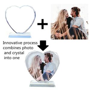 FANF&YKPY Personalized Crystal Custom Color Pictures - Heart-shaped Crystal Photo Frame, Birthdays, Wedding Anniversaries gift for her, Wedding Gifts, for Girlfriends, Husbands,Wife,Friends,Parents