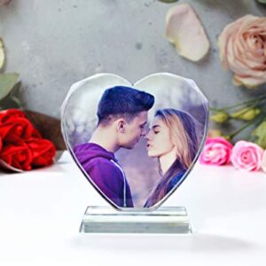 FANF&YKPY Personalized Crystal Custom Color Pictures - Heart-shaped Crystal Photo Frame, Birthdays, Wedding Anniversaries gift for her, Wedding Gifts, for Girlfriends, Husbands,Wife,Friends,Parents