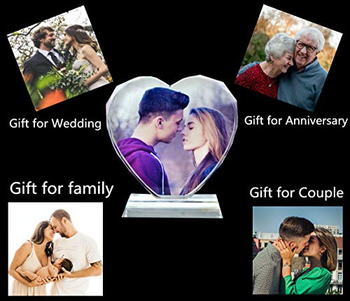 FANF&YKPY Personalized Crystal Custom Color Pictures - Heart-shaped Crystal Photo Frame, Birthdays, Wedding Anniversaries gift for her, Wedding Gifts, for Girlfriends, Husbands,Wife,Friends,Parents