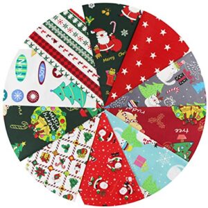 aufodara 10pcs Cotton Craft Fabric Bundles Christmas Patterns Fat Squares Textile Patchwork for Home DIY Decoration Crafts Sewing Quilting Pillows Bags Pennant Handwork (50 x 80 cm, U-01)