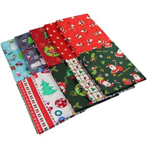 aufodara 10pcs Cotton Craft Fabric Bundles Christmas Patterns Fat Squares Textile Patchwork for Home DIY Decoration Crafts Sewing Quilting Pillows Bags Pennant Handwork (50 x 80 cm, U-01)