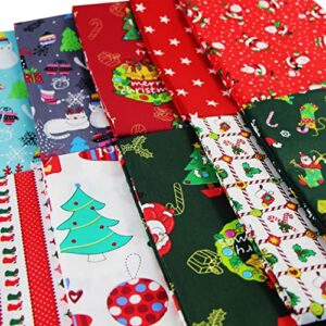 aufodara 10pcs Cotton Craft Fabric Bundles Christmas Patterns Fat Squares Textile Patchwork for Home DIY Decoration Crafts Sewing Quilting Pillows Bags Pennant Handwork (50 x 80 cm, U-01)