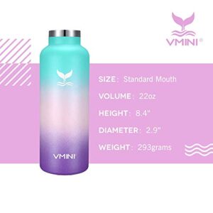 Vmini Water Bottle with Straw, 32 oz and 22 oz Vacuum Insulated 18/8 Stainless Steel, Wide Mouth and Standard Mouth Straw Lid with Wide Rotating/Fixed