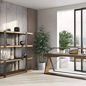 Limari Home Lazzaro Collection Modern Home Office Walnut Veneer Finished Desk with 2 Soft Closing Drawers, Brown