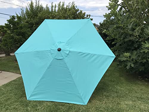 BELLRINO DECOR 7.5 ft 6 Ribs Replacement STRONG & THICK Patio Umbrella Canopy Cover (Canopy Only) - PEACOCK BLUE