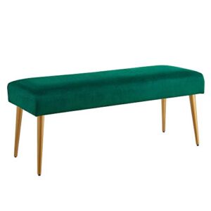 ball & cast upholstered bench, 44" w, emerlad