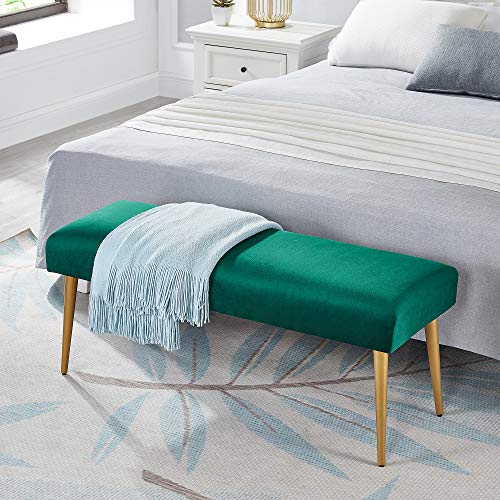 Ball & Cast Upholstered Bench, 44" W, Emerlad