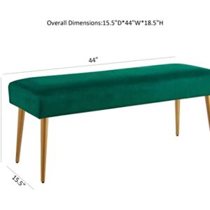 Ball & Cast Upholstered Bench, 44" W, Emerlad