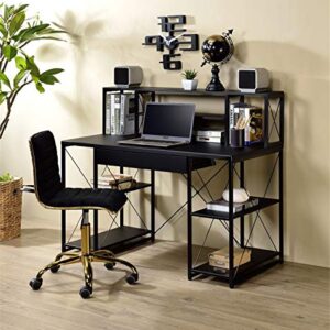 Desktop Computer Desk with Storage Shelves - 47'' Modern Office Computer Desk, Studying Writing Table Workstation for Home Office (Black)