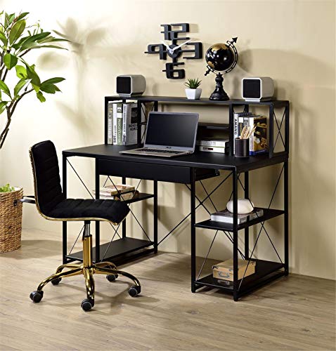 Desktop Computer Desk with Storage Shelves - 47'' Modern Office Computer Desk, Studying Writing Table Workstation for Home Office (Black)