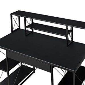 Desktop Computer Desk with Storage Shelves - 47'' Modern Office Computer Desk, Studying Writing Table Workstation for Home Office (Black)