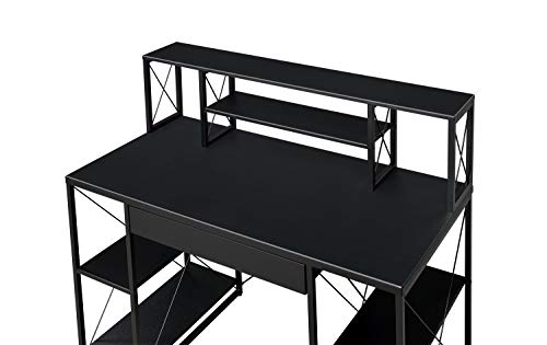 Desktop Computer Desk with Storage Shelves - 47'' Modern Office Computer Desk, Studying Writing Table Workstation for Home Office (Black)