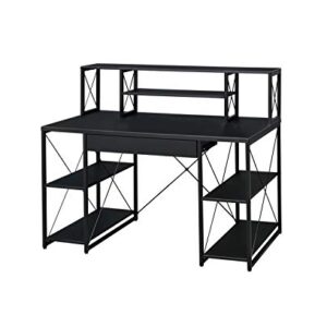 Desktop Computer Desk with Storage Shelves - 47'' Modern Office Computer Desk, Studying Writing Table Workstation for Home Office (Black)