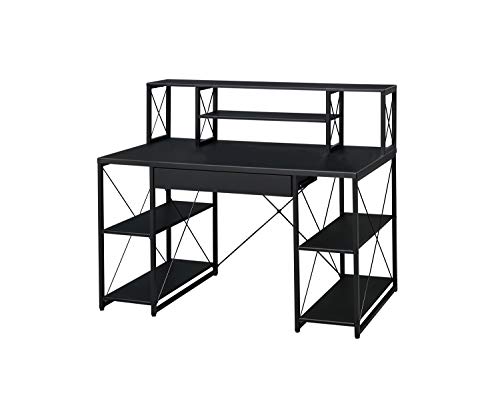 Desktop Computer Desk with Storage Shelves - 47'' Modern Office Computer Desk, Studying Writing Table Workstation for Home Office (Black)