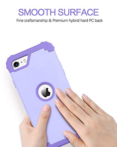 BENTOBEN iPhone SE 2022 Phone Case, iPhone SE 2020 Case, Heavy Duty 3 in 1 Full Body Rugged Shockproof Hybrid Hard PC Soft Rubber Bumper Drop Protective Girls Women 4.7 SE Cover, Light Purple/Lavender