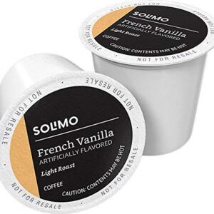 Amazon Brand - 100 Ct. Solimo Light Roast Coffee Pods, Breakfast Blend, Compatible & 100 Ct. Solimo Light Roast Coffee Pods, French Vanilla Flavored, Compatible with Keurig 2.0 K-Cup Brewers