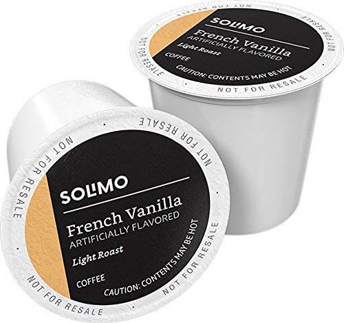 Amazon Brand - 100 Ct. Solimo Light Roast Coffee Pods, Breakfast Blend, Compatible & 100 Ct. Solimo Light Roast Coffee Pods, French Vanilla Flavored, Compatible with Keurig 2.0 K-Cup Brewers