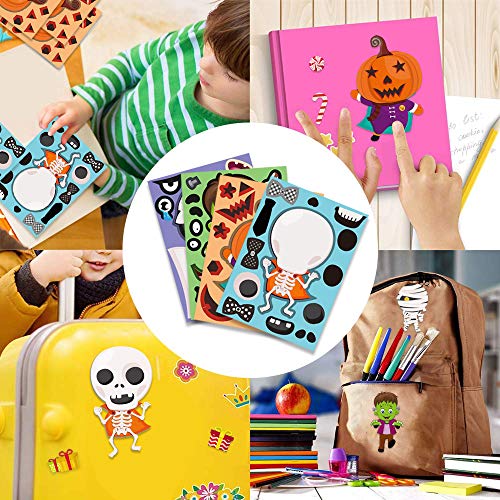 GEGEWOO 24 Make A Skeletons/Pumpkins/Mummies/Monsters Game Stickers Halloween Party Games for Kids Make Your Own Halloween Stickers Party Favors Decorations Supplies Games DIY Crafts