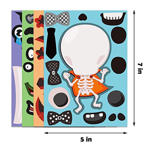 GEGEWOO 24 Make A Skeletons/Pumpkins/Mummies/Monsters Game Stickers Halloween Party Games for Kids Make Your Own Halloween Stickers Party Favors Decorations Supplies Games DIY Crafts