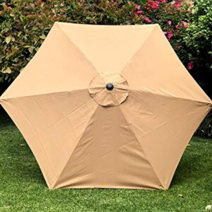 BELLRINO DECOR 7.5 ft 6 Ribs Replacement STRONG & THICK Patio Umbrella Canopy Cover (Canopy Only) - SAND