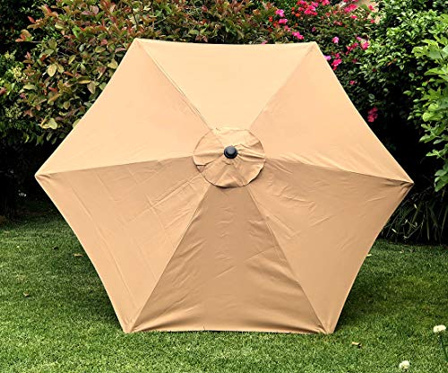 BELLRINO DECOR 7.5 ft 6 Ribs Replacement STRONG & THICK Patio Umbrella Canopy Cover (Canopy Only) - SAND