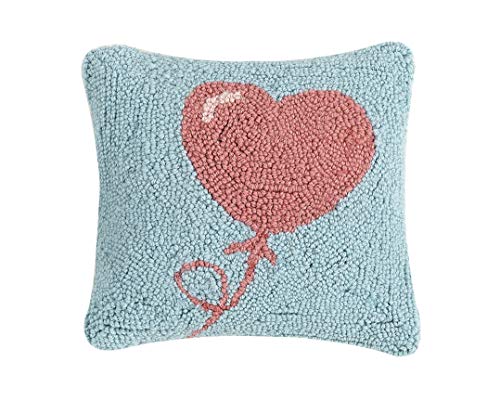 Peking Handicraft 30JES951C10SQ Heart Balloon Poly Filled Hook Pillow, 10-inch Square, Wool and Cotton