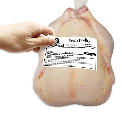 Poultry Freezer Labels,50Pcs 4x3 Inch with Safe Handling Instructions Exemption