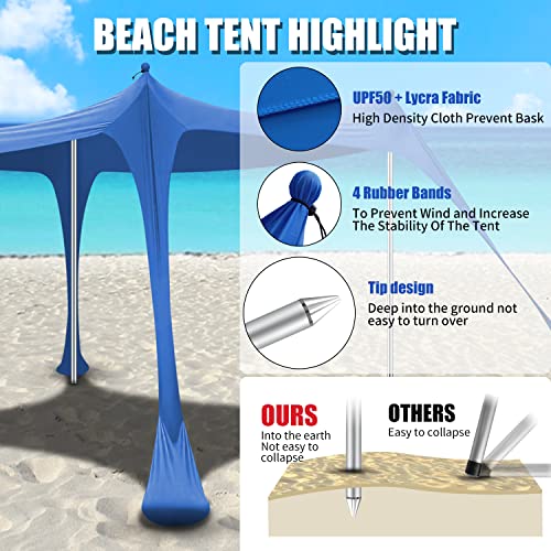 Pop Up Beach Tent Umbrella – 10FT X 10FT Sun Shade Shelter,Lycra UPF50+ Beach Canopy Sun shelter Shade,Outdoor Tent Shade with Sand Shovel,Christmas Greeting Card is The Best Wish to Your Lover