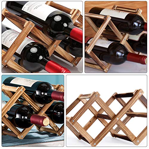 Cabilock Dining Table Decor Wooden Wine Bottle Holder Natural Wine Display Shelves Wine Storage Stand Wine Rack Wine Cellar Racks for Home Kitchen Pantry Cabinet Bar (Brown) Rustic Decor