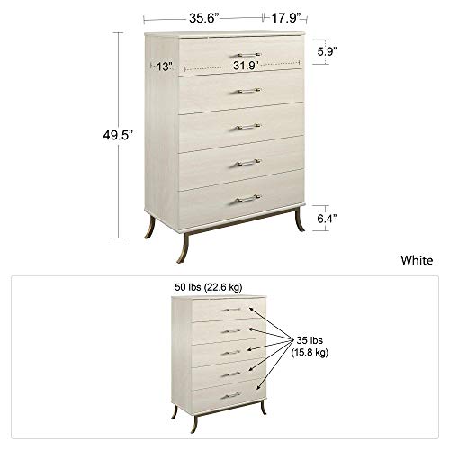 Little Seeds Monarch Hill Clementine White 5 Drawer Dresser