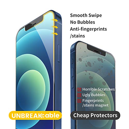 UNBREAKcable 3-Pack Screen Protector for iPhone 12 / iPhone 12 Pro, Double Shatterproof Tempered Glass [Easy Installation] [9H Hardness] [99.99% HD Clear] [Case Friendly] for iPhone 6.1 inch