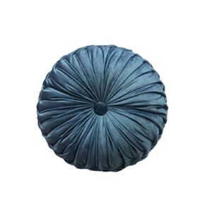 besportble round floor pillow velvet cushion couch pumpkin throw pillow for home sofa chair bed car decor (blue)