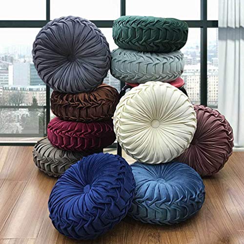 BESPORTBLE Round Floor Pillow Velvet Cushion Couch Pumpkin Throw Pillow for Home Sofa Chair Bed Car Decor (Blue)