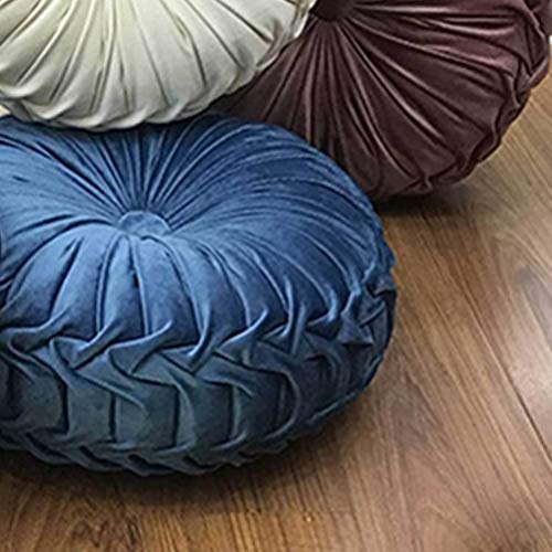 BESPORTBLE Round Floor Pillow Velvet Cushion Couch Pumpkin Throw Pillow for Home Sofa Chair Bed Car Decor (Blue)