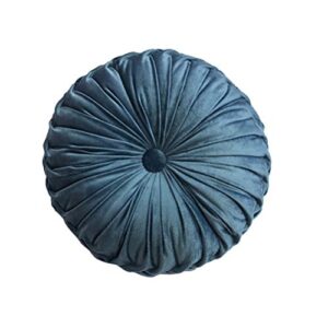 BESPORTBLE Round Floor Pillow Velvet Cushion Couch Pumpkin Throw Pillow for Home Sofa Chair Bed Car Decor (Blue)