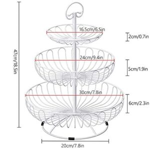 KLEVERISE 3 Tier Fruit Basket Bowl - Heavy Duty Metal Fruit Stand Holder for Cup Cake, Black