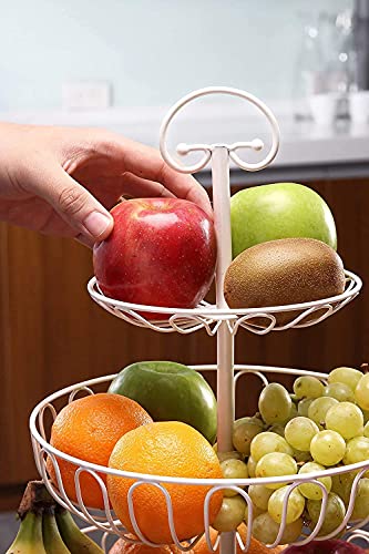 KLEVERISE 3 Tier Fruit Basket Bowl - Heavy Duty Metal Fruit Stand Holder for Cup Cake, Black