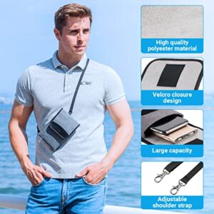 KIWIFOTOS Travel Cell Phone Pouch Belt Pouch, Phone Holster Crossbody Bag with Shoulder Strap for iPhone Case Holder for Hand with Neck Lanyard Smartphone Memory Card Power Bank Charger Passport