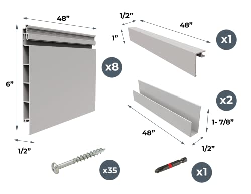 CrownWall PVC Slat Wall Panels Garage Wall and Home Organizer Storage System | Heavy Duty Organization and Easy Installation | 4ft by 4ft (16 sqft) Section, Graphite