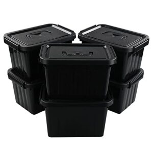 Parlynies Plastic Storage Container Bin with Secure Lid and Latching Buckles, 6 Pack, 7 Qt.