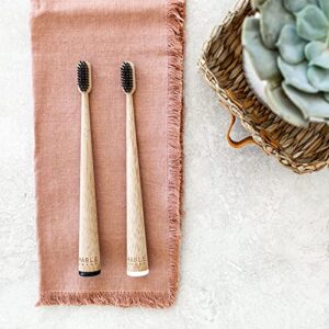 MABLE Bamboo Toothbrush Two Pack, Soft Bristle (Charcoal Infused Soft Bristle)