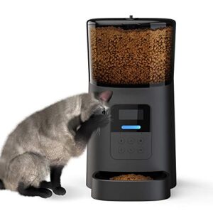 ZZK Automatic Pet Feeder Smart Pet Smart Feeder Timing Quantitative Cat and Dog Food Dispenser Manual Feeder 6L,B