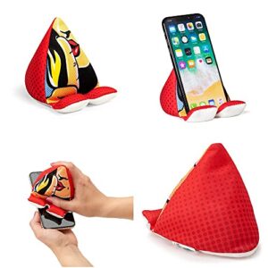 plusheez mobile phone holder | 2 in 1 phone stand with micro fibre wipe | screen cleaner | universal phone stand for kids children adults | ereader/kindle/smartphone/small tablet compatible (lips)