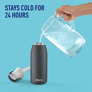 Brita Insulated Filtered Water Bottle with Straw, Reusable, Stainless Steel Metal, Carbon, 32 Ounce