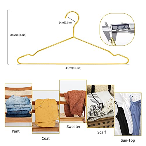 Nature Smile 17 Inches Shiny Gold Metal Clothes Hanger, Coat Hanger, Suit Hanger, Dress Hanger with Big Notches Pack of 10,Gold