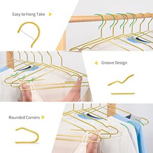 Nature Smile 17 Inches Shiny Gold Metal Clothes Hanger, Coat Hanger, Suit Hanger, Dress Hanger with Big Notches Pack of 10,Gold