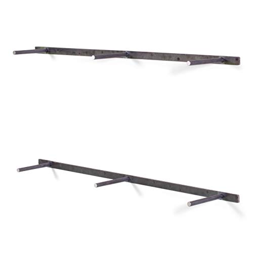 DAKODA LOVE Floating Shelves | Rugged Distressed | Solid Hardwood | Premium Craftsman Quality | Easy Hidden Bracket Wall Mount | Set of 2 (Midnight, 36" L x 10" D)